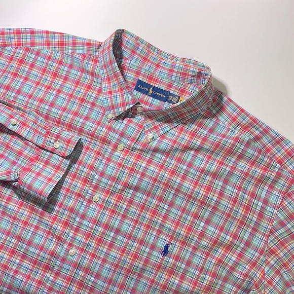 Polo Ralph Lauren | Shirts | Polo By Ralph Lauren Mens 3xb Big Pink Green Check Plaid Stretch ...